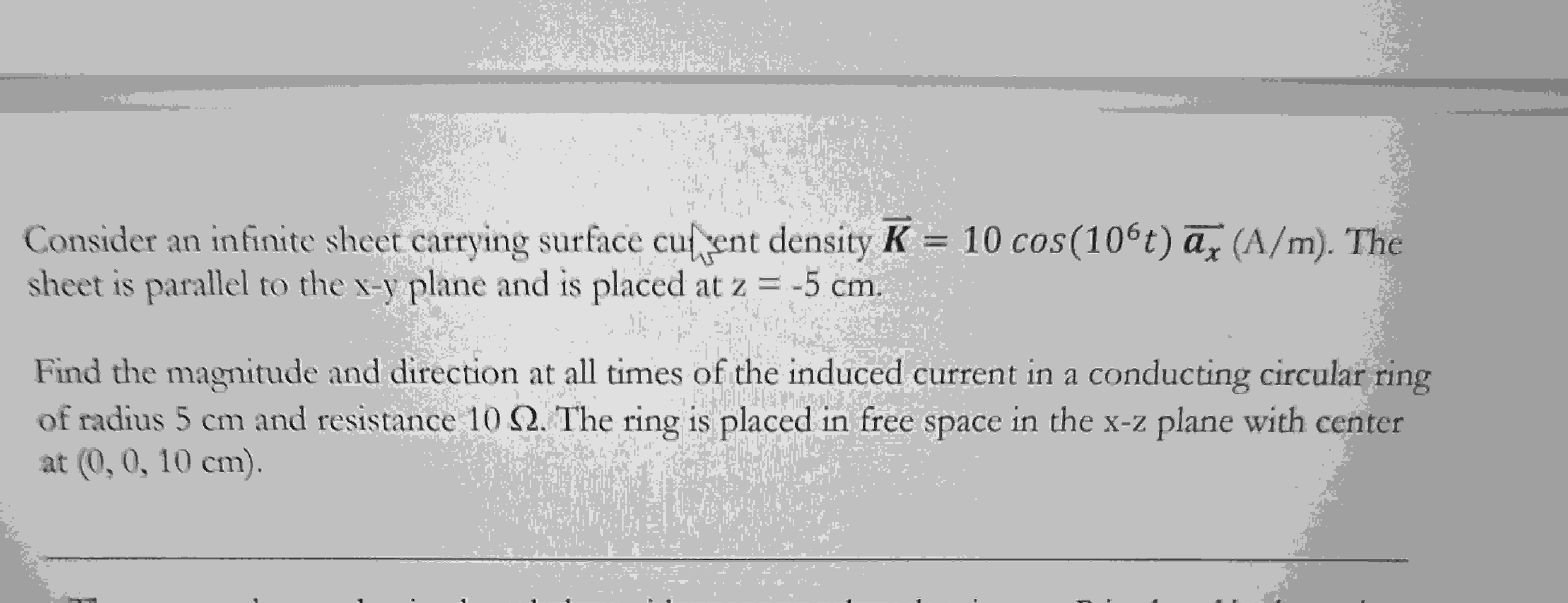 Consider an infinite sheet carrying surface cufent | Chegg.com