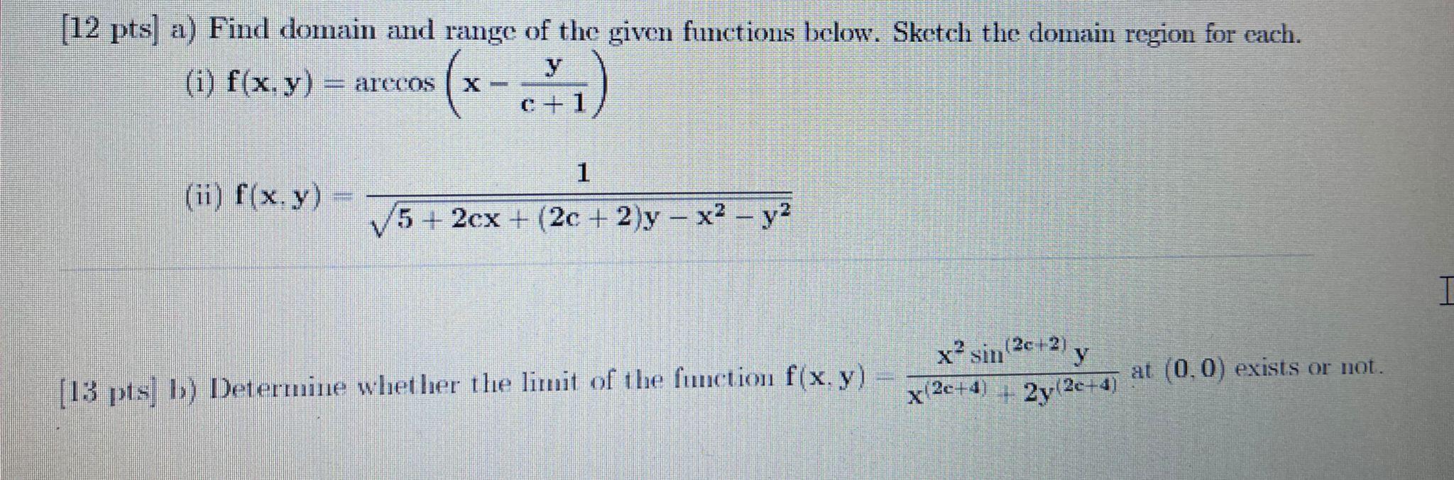 Solved (12 pts) a) Find domain and range of the given | Chegg.com