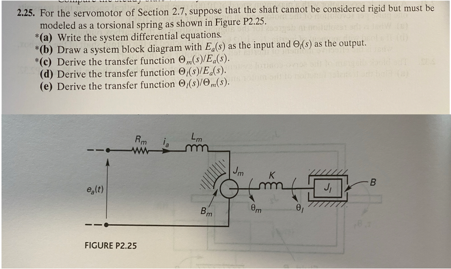 Solved For the servometer of section 2.7, suppose that the | Chegg.com