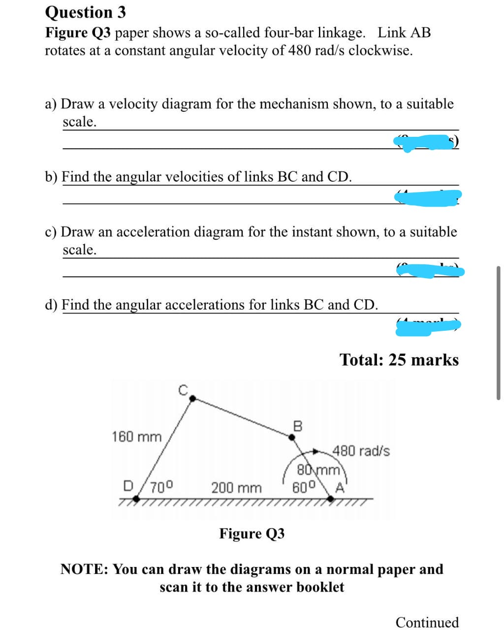 Solved Question 3 Figure Q3 paper shows a so-called four-bar | Chegg.com