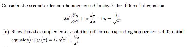 Solved Consider the second-order non-homogeneous | Chegg.com