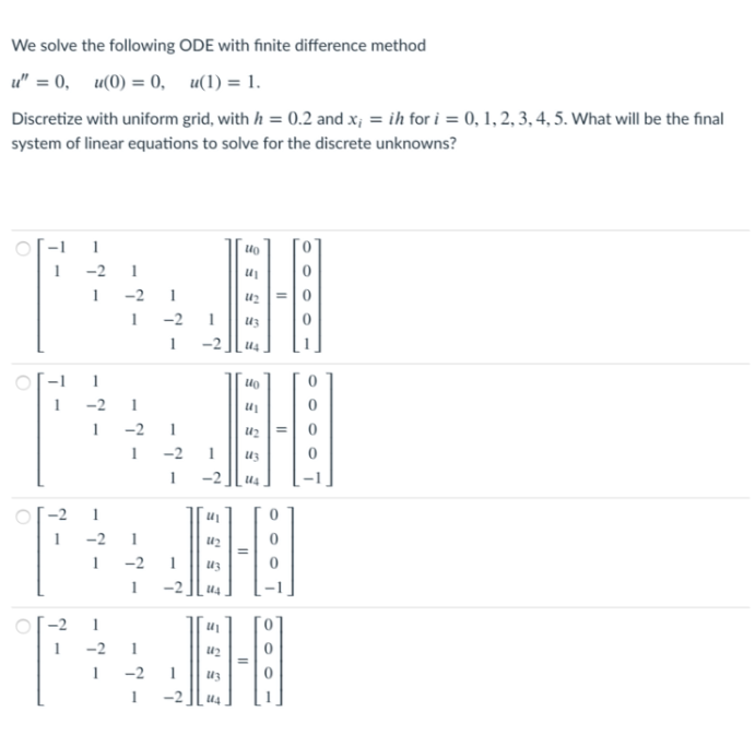 Solved We solve the following ODE with finite difference | Chegg.com
