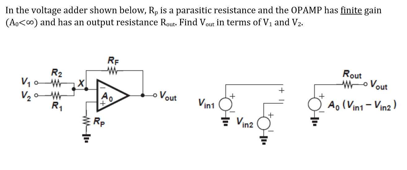 Solved In the voltage adder shown below, Rp is a parasitic | Chegg.com