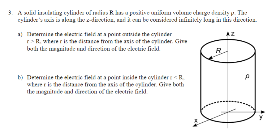 Solved 3. A solid insulating cylinder of radius R has a | Chegg.com