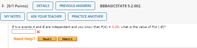 Solved 2. [0/1 Points) DETAILS PREVIOUS ANSWERS BBBASICSTAT8 | Chegg.com