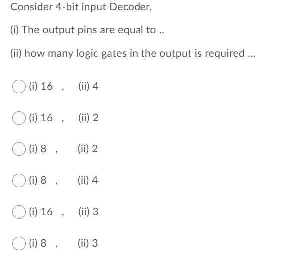 Solved Consider 4-bit input Decoder, (i) The output pins are | Chegg.com