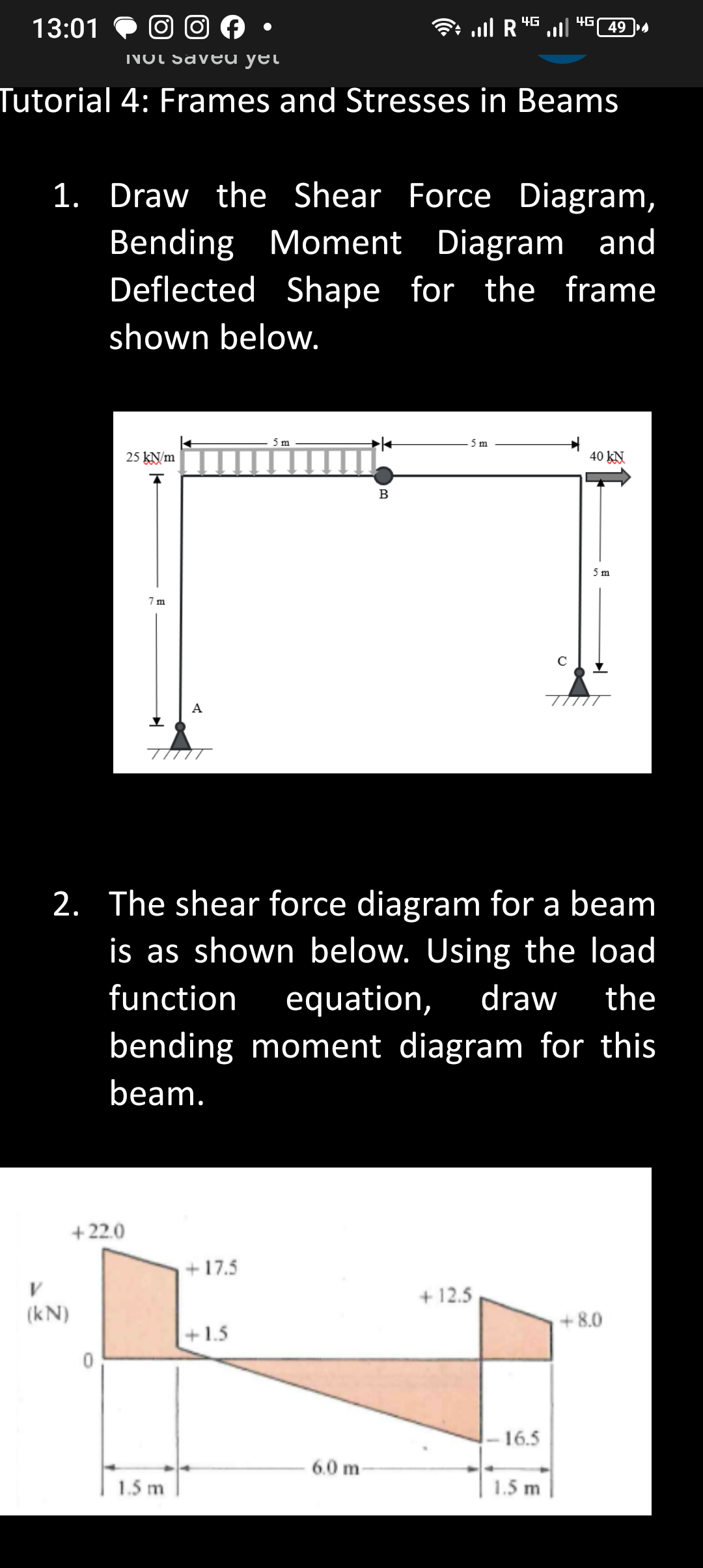 1. ﻿Draw the Shear Force Diagram, Bending Moment | Chegg.com