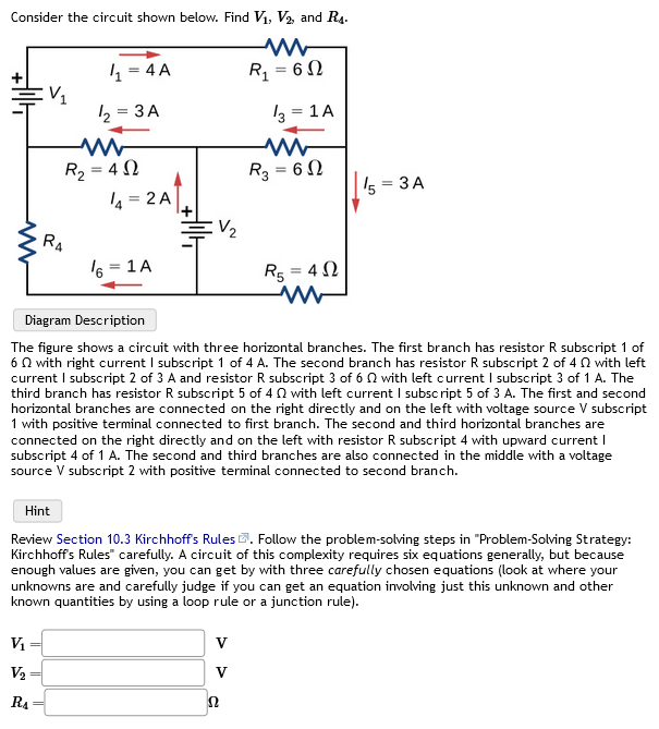 Consider the circuit shown below. Find V1,V2, and R4. | Chegg.com
