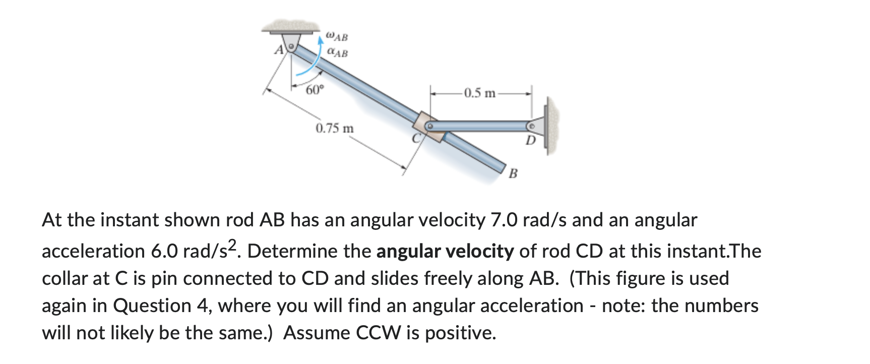 Solved At ﻿the instant shown rod AB ﻿has an ﻿angular | Chegg.com