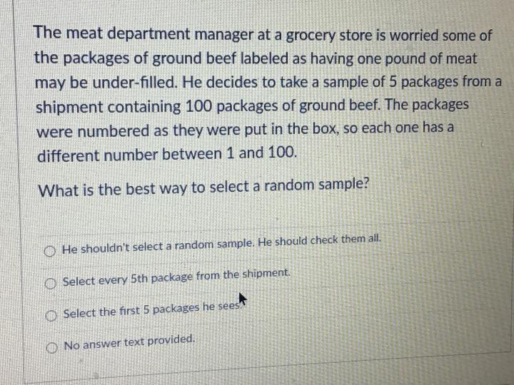 Solved The meat department manager at a grocery store is | Chegg.com