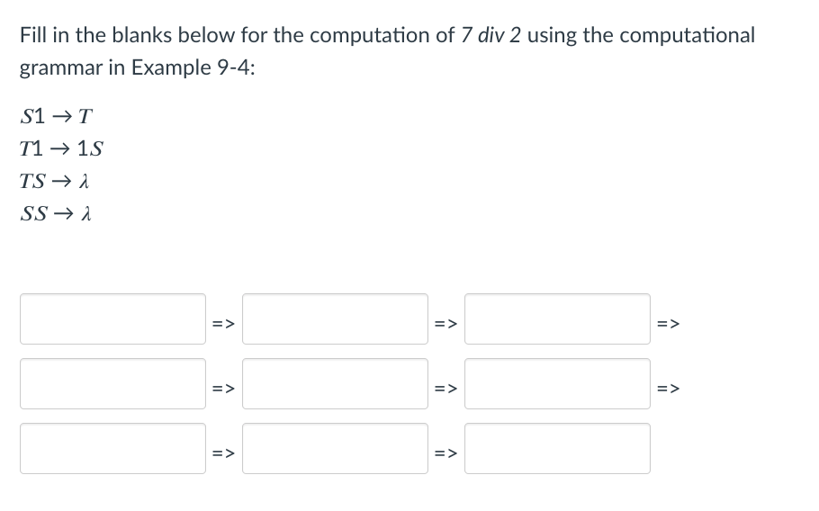 Solved Fill in the blanks below for the computation of 7 div | Chegg.com