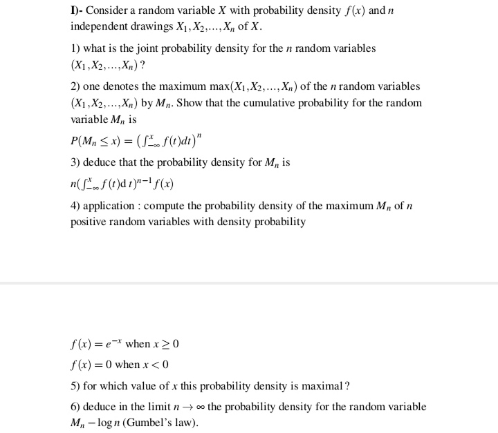 Solved I)- Consider a random variable X with probability | Chegg.com