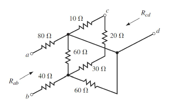 Solved Calculate the resistance Rcd and Rab in the circuit | Chegg.com