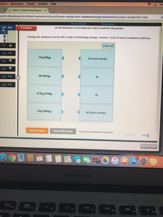 Solved Arrange the substances on the left in order of | Chegg.com