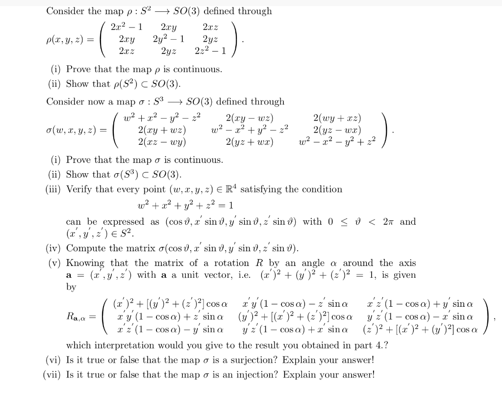 Consider the map p: S2 SO(3) defined through 2.2 - 1 | Chegg.com