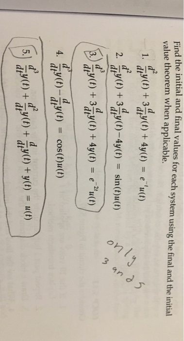 Solved Find the initial and final values for each system | Chegg.com