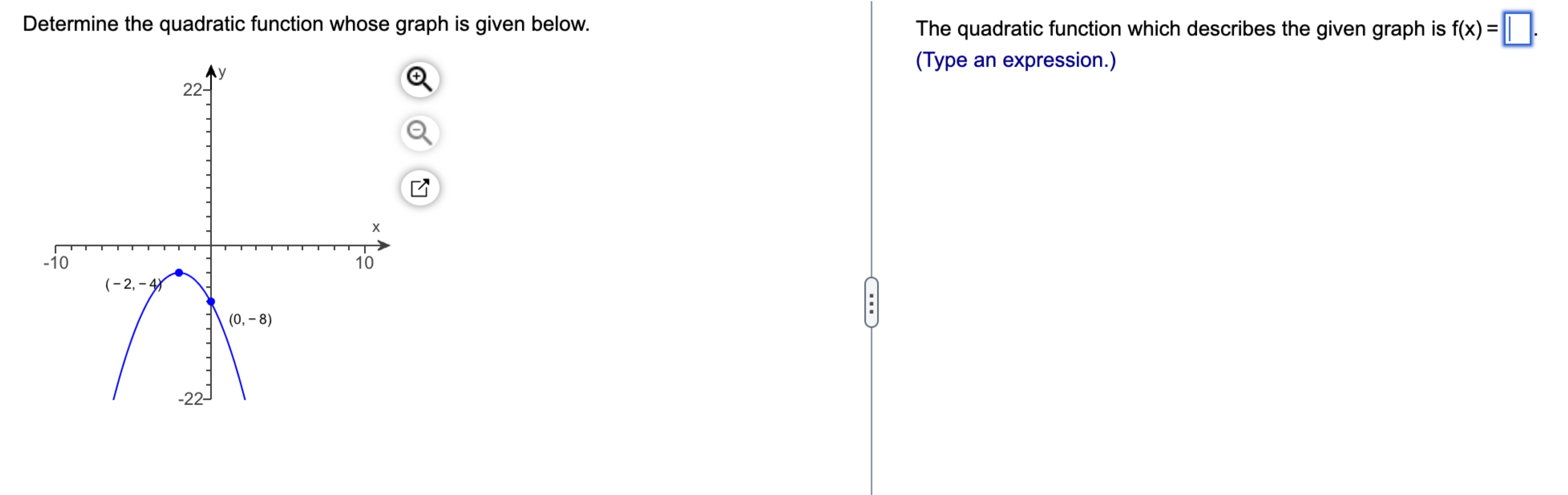 Solved The quadratic function which describes the given | Chegg.com