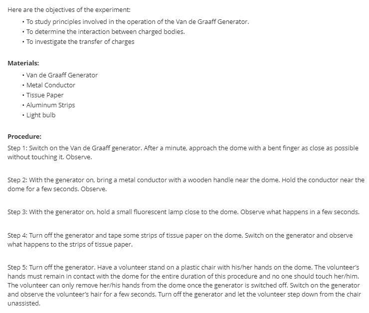 Solved Here are the objectives of the experiment: • To study | Chegg.com