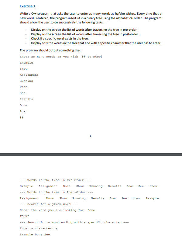 Exercise1 Write a C++ program that asks the user to | Chegg.com