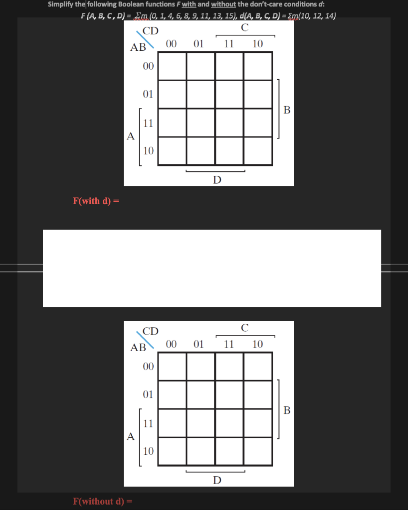 Solved Simplify Thefollowing Boolean Functions F With And 9340