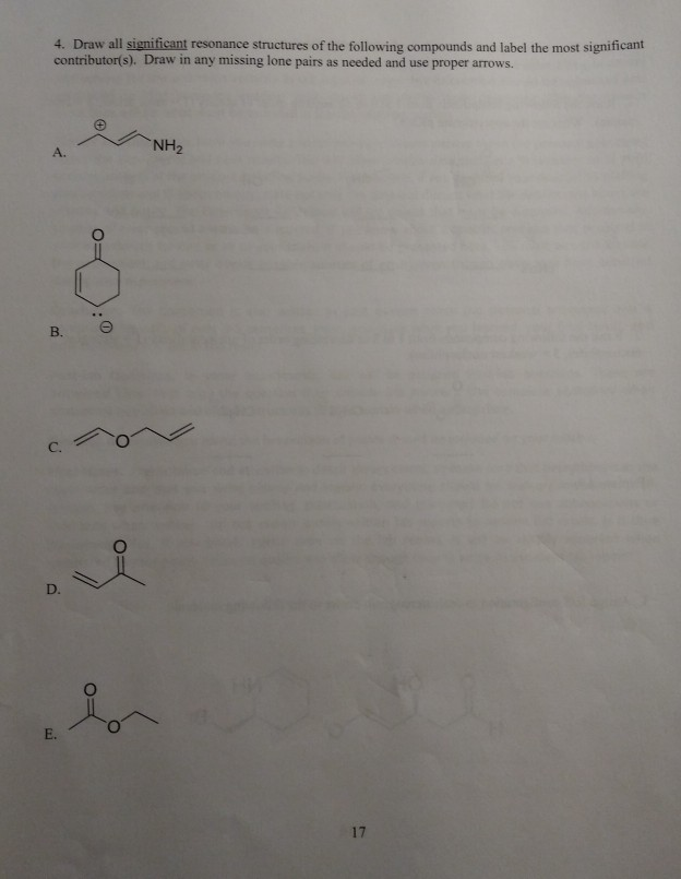 Solved 4. Draw all significant resonance structures of the | Chegg.com