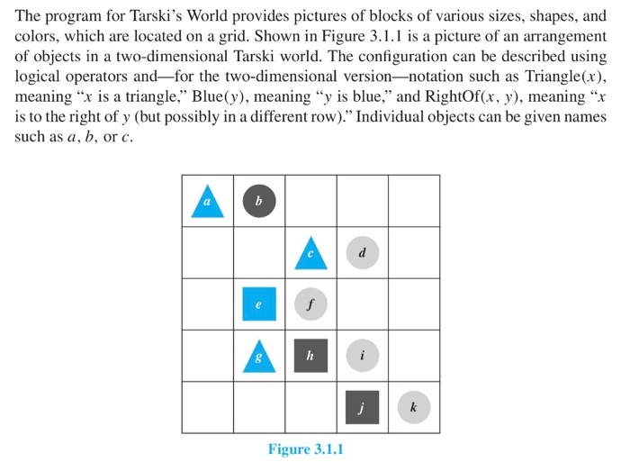 Solved 27. Refer to the picture of Tarski's world given in | Chegg.com