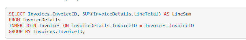 Solved SELECT Invoices. InvoiceID, | Chegg.com