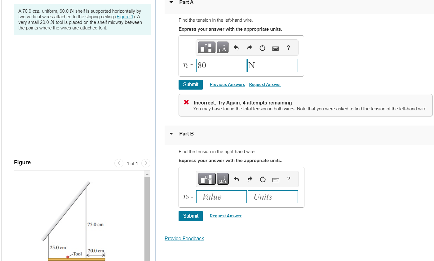 Solved A 70.0 cm, uniform, 60.0 N shelf is supported | Chegg.com