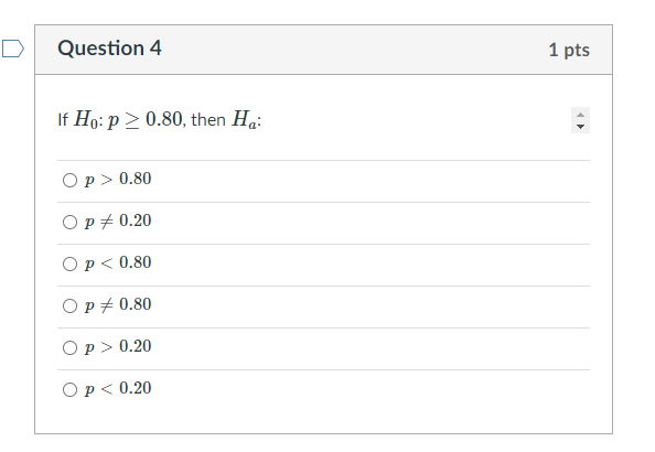 Solved Question 3 1 pts If H.: + 1.00, then H,: O u