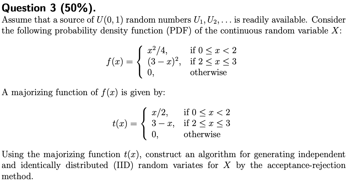 Solved Question 3 (50\%). Assume that a source of U(0,1) | Chegg.com