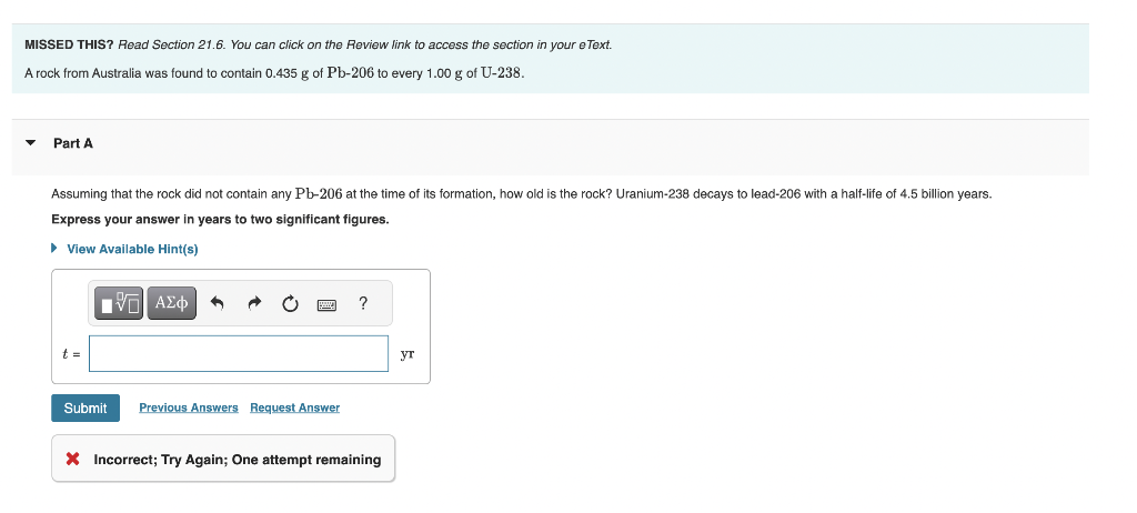 Solved MISSED THIS? Read Section 21.6. You can click on the | Chegg.com
