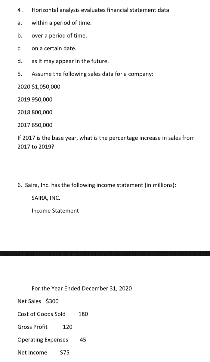 4 Horizontal Analysis Evaluates Financial Statement 3774