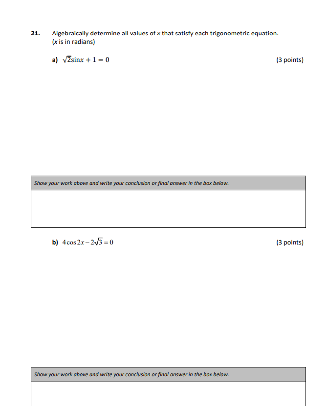 Solved 21. Algebraically determine all values of x that | Chegg.com