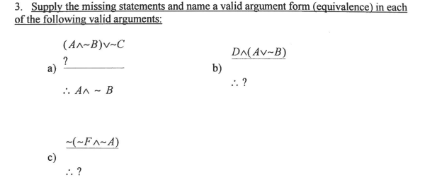 Solved 3. Supply the missing statements and name a valid | Chegg.com
