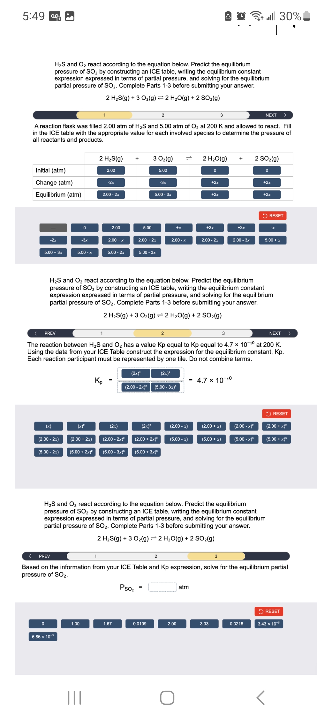 Solved H2 S and O2 react according to the equation below. | Chegg.com