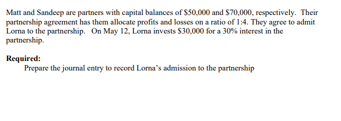 Solved Matt and Sandeep are partners with capital balances | Chegg.com