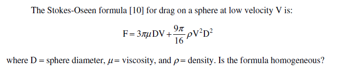 Solved The Stokes-Oseen formula [10] for drag on a sphere at | Chegg.com