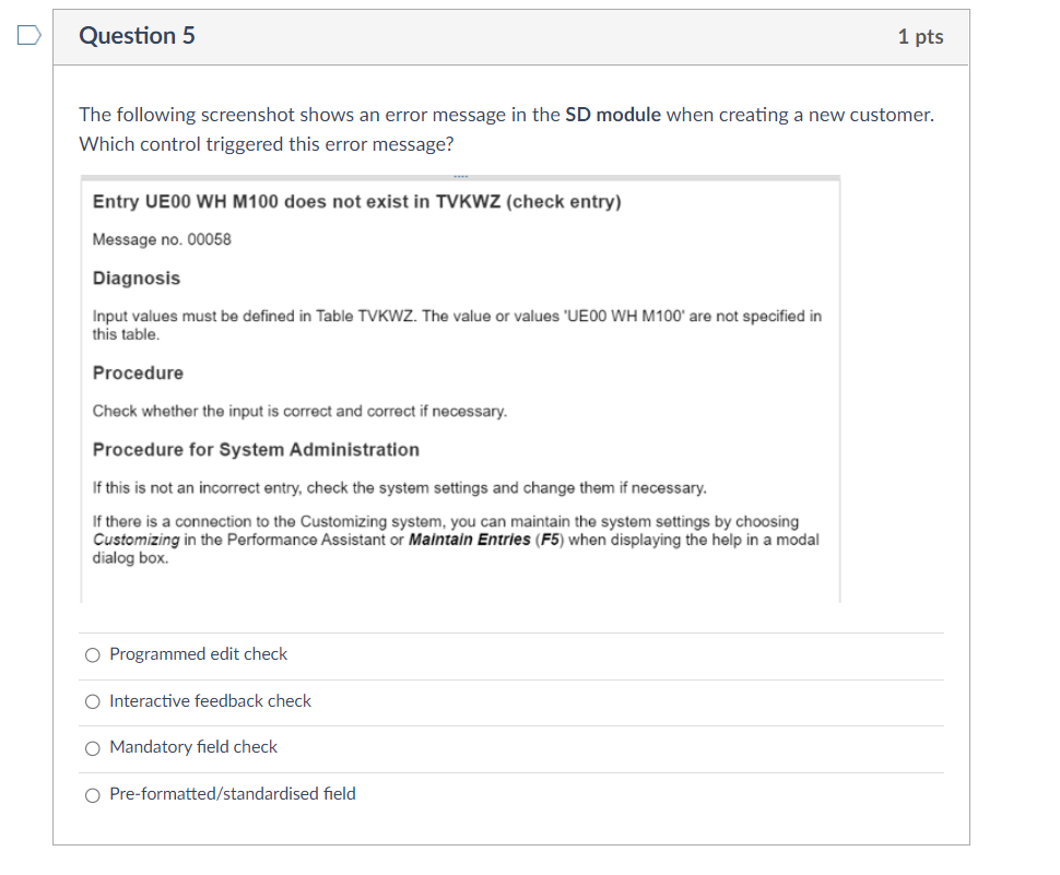 The following screenshot shows an error message in | Chegg.com
