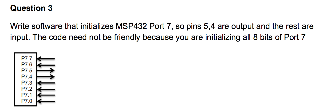 Solved Question 3 Write software that initializes MSP432 | Chegg.com