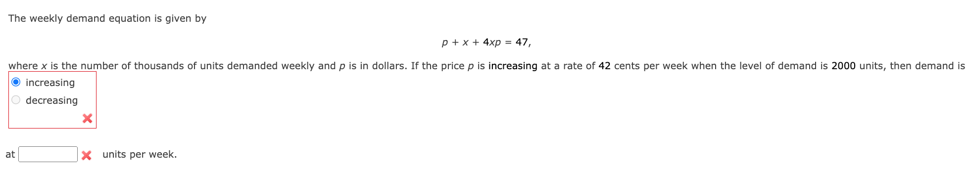 Solved The weekly demand equation is given | Chegg.com
