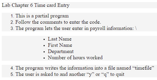Solved Lab Chapter 6 Time card Entry 1. This is a partial | Chegg.com