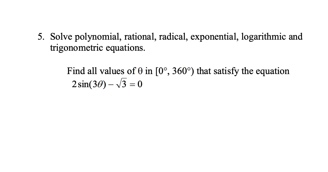 Solved 5. Solve polynomial, rational, radical, exponential, | Chegg.com
