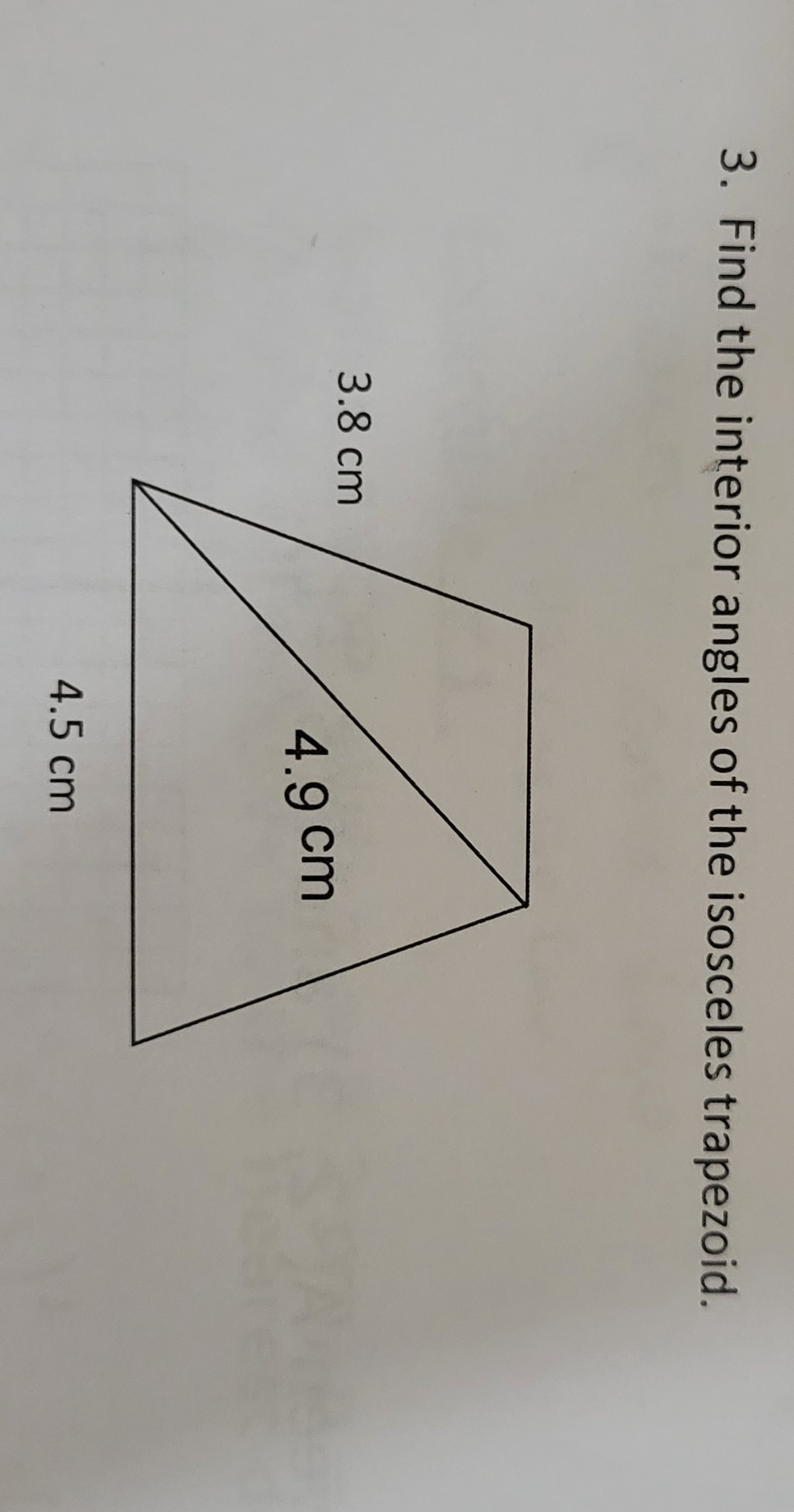 Solved Find the interior angles of the isosceles trapezoid. | Chegg.com