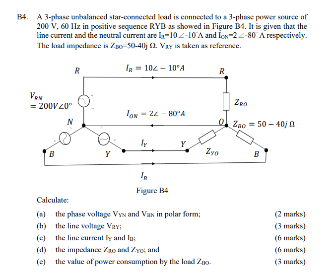 Solved 4. A 3-phase unbalanced star-connected load is | Chegg.com