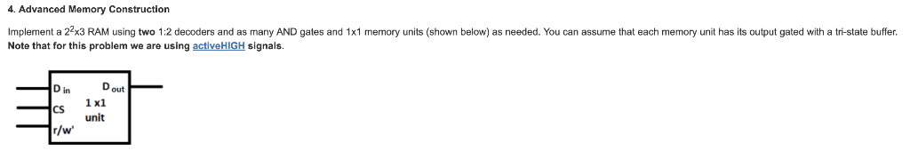 Solved 4. Advanced Memory Construction Implement a 22x3 RAM | Chegg.com