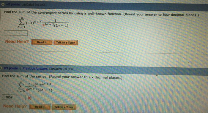 Solved Find the sum of the convergent series by using a | Chegg.com