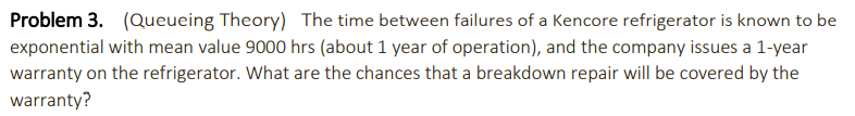 Solved Problem 3. (Queueing Theory) The time between | Chegg.com