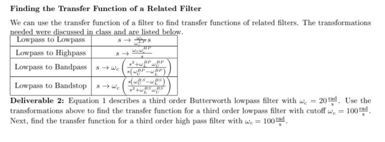 Transfer function of a Butterworth Filter In class we | Chegg.com