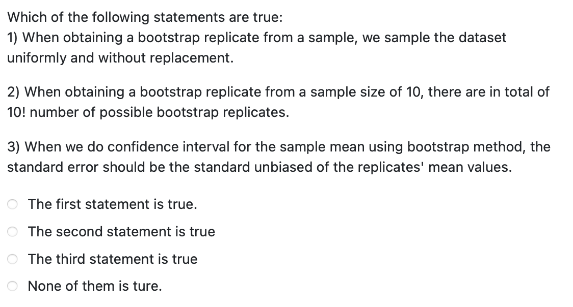 Solved Which Of The Following Statements Are True 1 When