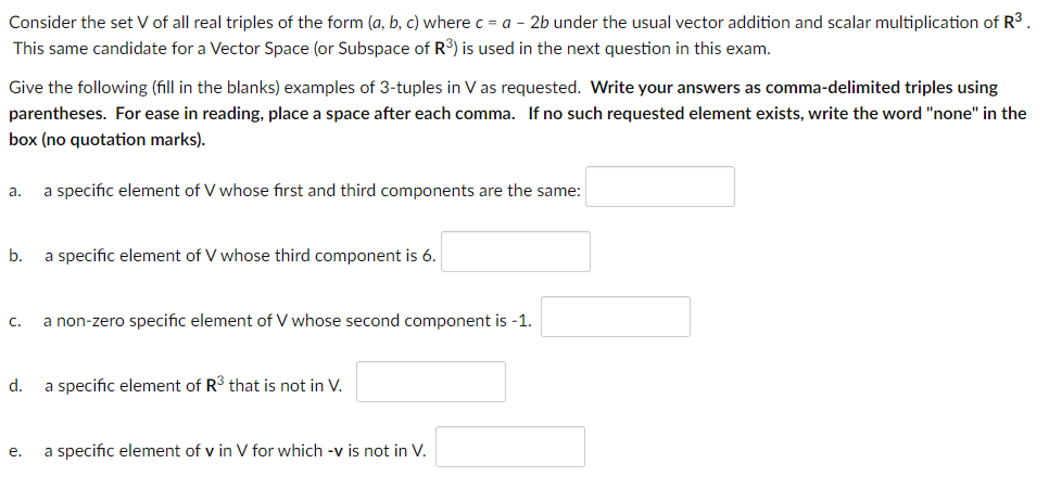 Solved Consider the set of all real triples of the form (a, | Chegg.com